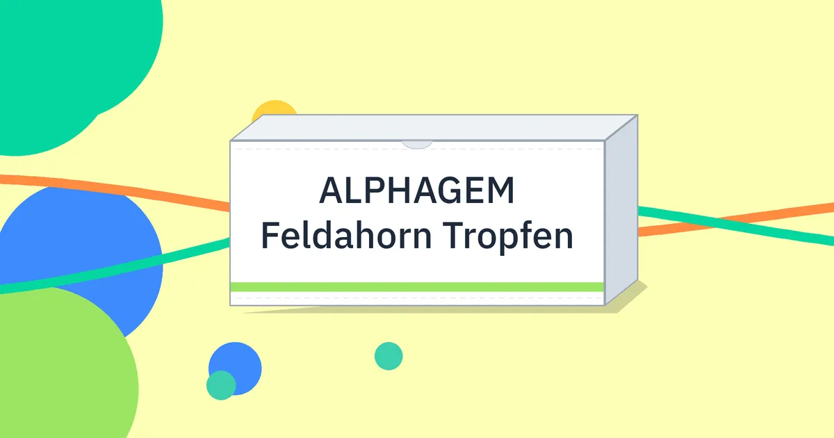 Symbolbild: Packung mit der Aufschrift ALPHAGEM Feldahorn Tropfen (PZN 20297137) – Verfügbarkeit und Bezug in Apotheken in Frankfurt am Main