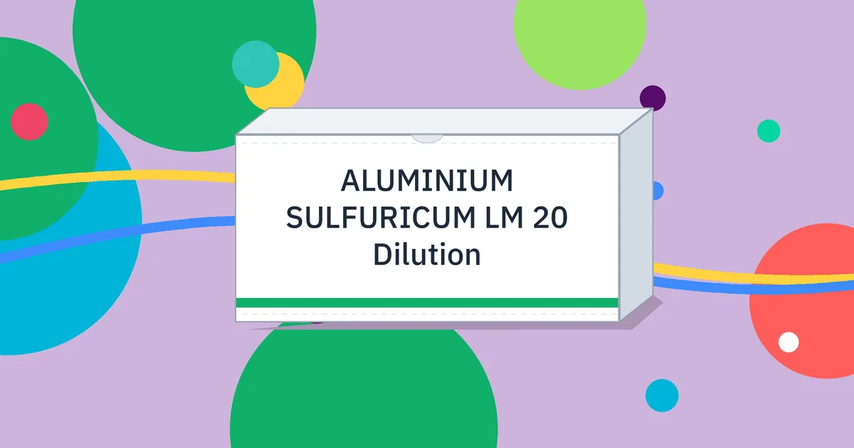 Symbolbild: Packung mit der Aufschrift ALUMINIUM SULFURICUM LM 20 Dilution (PZN 13317715) – Verfügbarkeit und Bezug in Apotheken in Frankfurt am Main