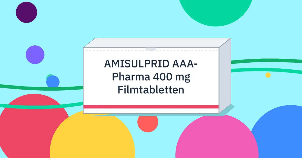 Symbolbild: Packung mit der Aufschrift AMISULPRID AAA-Pharma 400 mg Filmtabletten (PZN 01172565) – Verfügbarkeit und Bezug in Apotheken in Frankfurt am Main