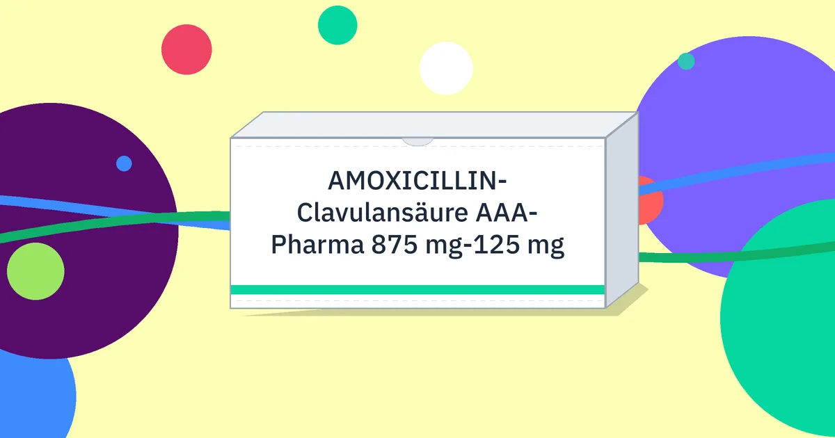 Symbolbild: Packung mit der Aufschrift AMOXICILLIN-Clavulansäure AAA-Pharma 875 mg-125 mg (PZN 16584405) – Verfügbarkeit und Bezug in Apotheken in Frankfurt am Main