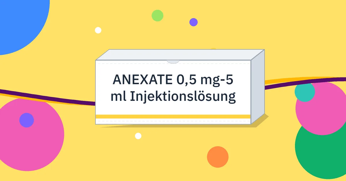 Symbolbild: Packung mit der Aufschrift ANEXATE 0,5 mg-5 ml Injektionslösung (PZN 03488574) – Verfügbarkeit und Bezug in Apotheken in Frankfurt am Main