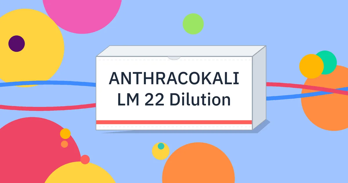 Symbolbild: Packung mit der Aufschrift ANTHRACOKALI LM 22 Dilution (PZN 13371347) – Verfügbarkeit und Bezug in Apotheken in Frankfurt am Main