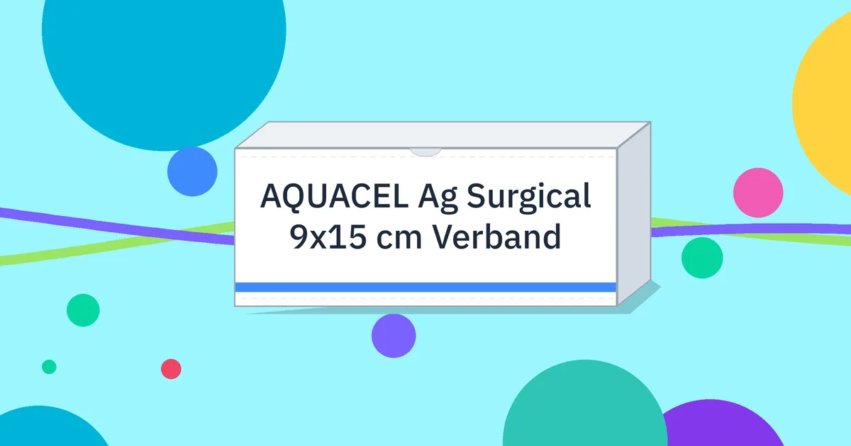 Symbolbild: Packung mit der Aufschrift AQUACEL Ag Surgical 9x15 cm Verband (PZN 11151966) – Verfügbarkeit und Bezug in Apotheken in Frankfurt am Main