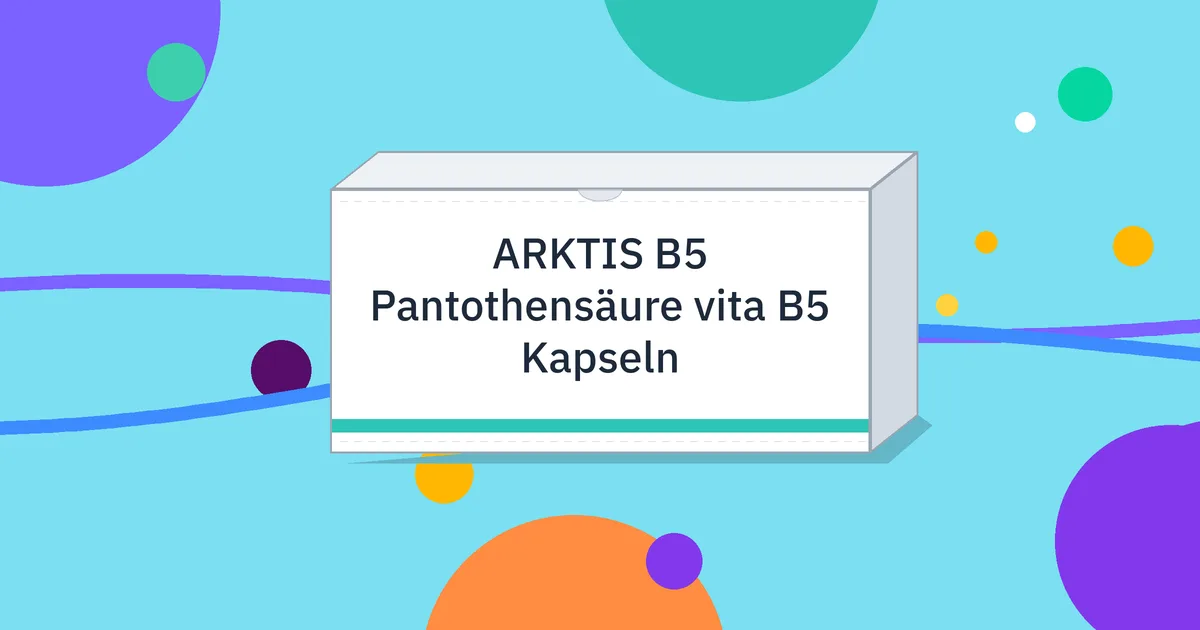 Symbolbild: Packung mit der Aufschrift ARKTIS B5 Pantothensäure vita B5 Kapseln (PZN 16024161) – Verfügbarkeit und Bezug in Apotheken in Frankfurt am Main