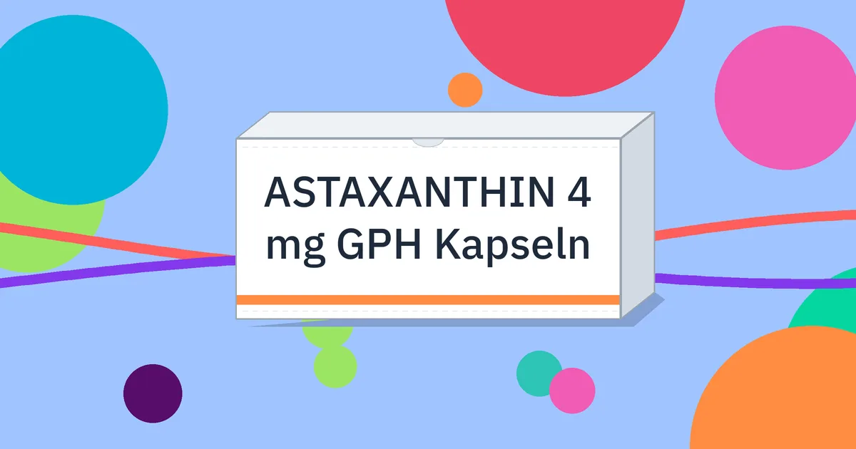 Symbolbild: Packung mit der Aufschrift ASTAXANTHIN 4 mg GPH Kapseln (PZN 04699391) – Verfügbarkeit und Bezug in Apotheken in Frankfurt am Main