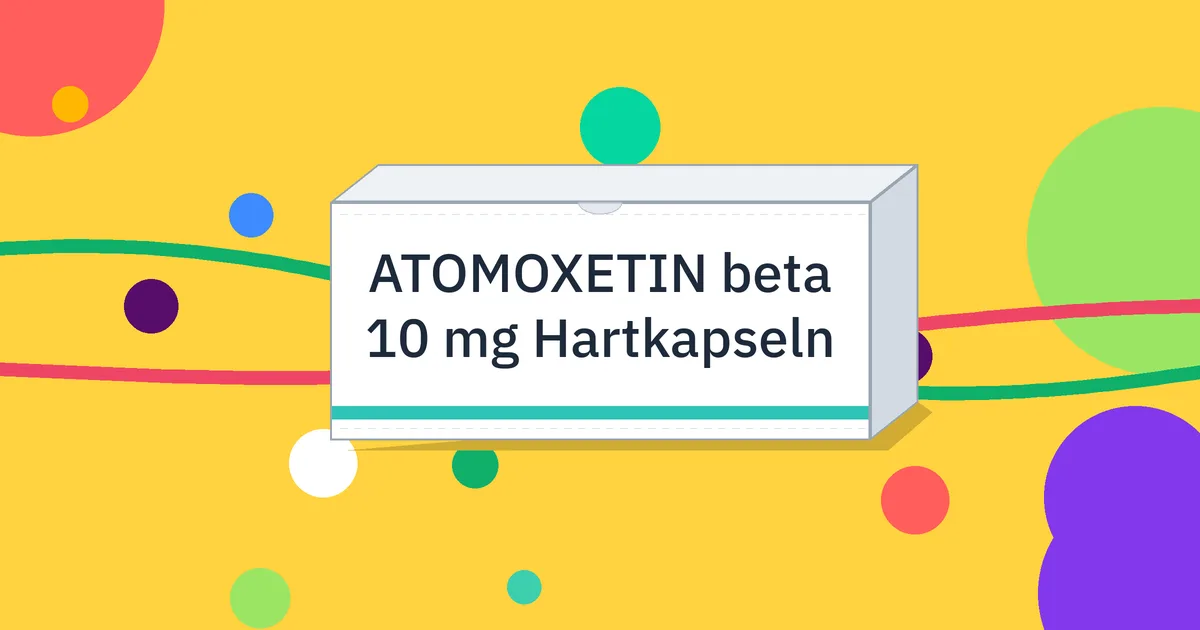 Symbolbild: Packung mit der Aufschrift ATOMOXETIN beta 10 mg Hartkapseln (PZN 14244007) – Verfügbarkeit und Bezug in Apotheken in Frankfurt am Main