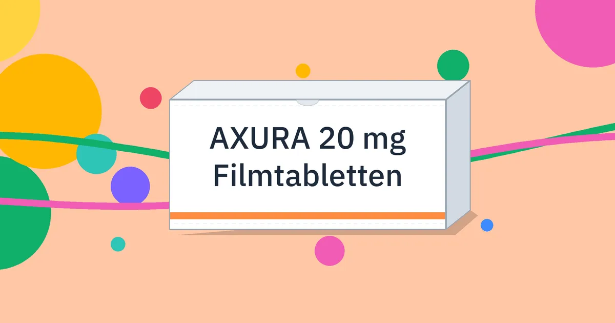 Symbolbild: Packung mit der Aufschrift AXURA 20 mg Filmtabletten (PZN 06686903) – Verfügbarkeit und Bezug in Apotheken in Frankfurt am Main
