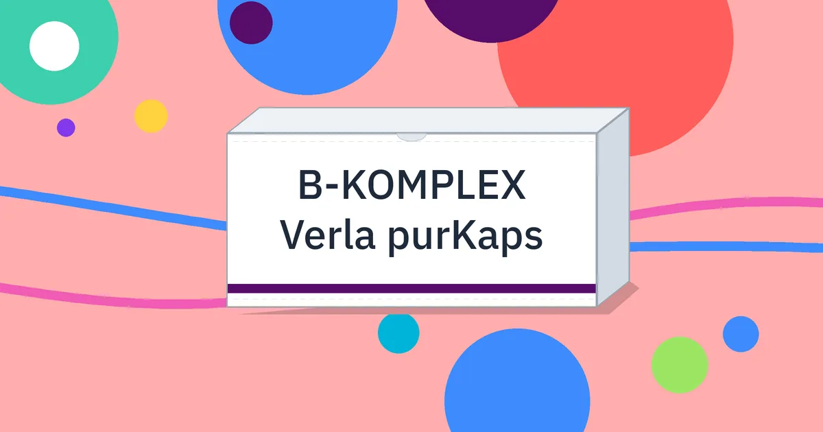 Symbolbild: Packung mit der Aufschrift B-KOMPLEX Verla purKaps (PZN 16006602) – Verfügbarkeit und Bezug in Apotheken in Frankfurt am Main