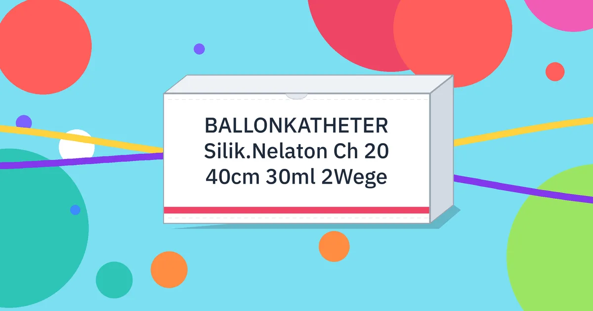 Symbolbild: Packung mit der Aufschrift BALLONKATHETER Silik.Nelaton Ch 20 40cm 30ml 2Wege (PZN 15428382) – Verfügbarkeit und Bezug in Apotheken in Frankfurt am Main