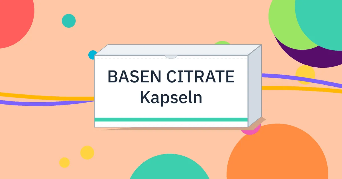 Symbolbild: Packung mit der Aufschrift BASEN CITRATE Kapseln (PZN 10125955) – Verfügbarkeit und Bezug in Apotheken in Frankfurt am Main