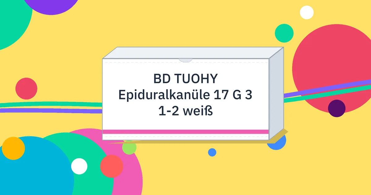Symbolbild: Packung mit der Aufschrift BD TUOHY Epiduralkanüle 17 G 3 1-2 weiß (PZN 07664418) – Verfügbarkeit und Bezug in Apotheken in Frankfurt am Main