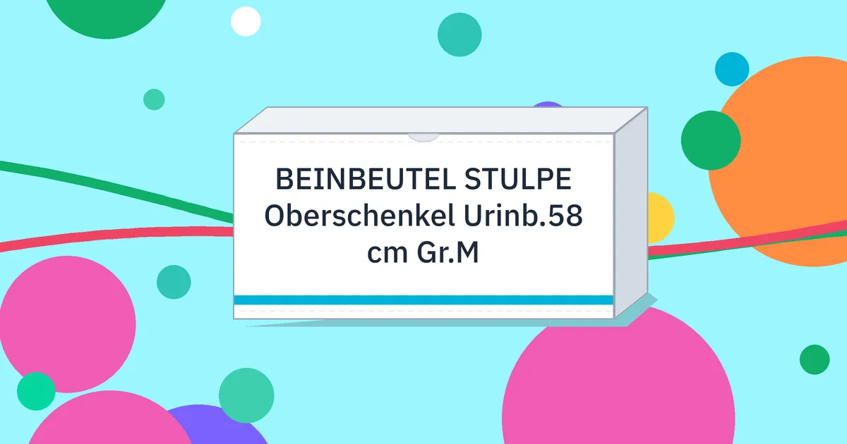 Symbolbild: Packung mit der Aufschrift BEINBEUTEL STULPE Oberschenkel Urinb.58 cm Gr.M (PZN 10403934) – Verfügbarkeit und Bezug in Apotheken in Frankfurt am Main