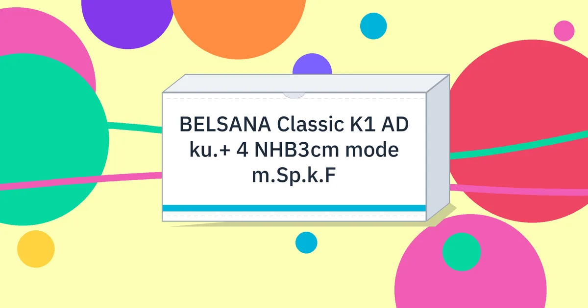 Symbolbild: Packung mit der Aufschrift BELSANA Classic K1 AD ku.+ 4 NHB3cm mode m.Sp.k.F (PZN 19256222) – Verfügbarkeit und Bezug in Apotheken in Frankfurt am Main