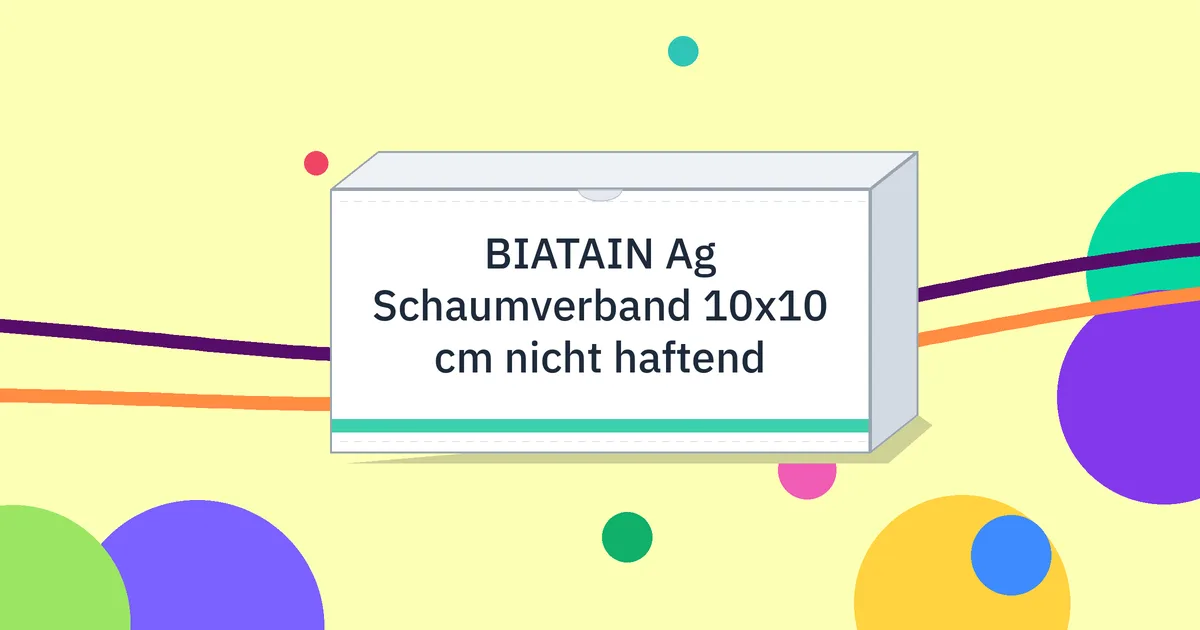 Symbolbild: Packung mit der Aufschrift BIATAIN Ag Schaumverband 10x10 cm nicht haftend (PZN 01643065) – Verfügbarkeit und Bezug in Apotheken in Frankfurt am Main