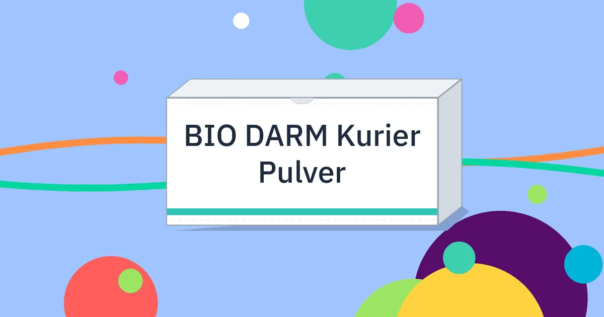 Symbolbild: Packung mit der Aufschrift BIO DARM Kurier Pulver (PZN 08868867) – Verfügbarkeit und Bezug in Apotheken in Frankfurt am Main