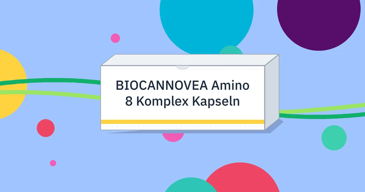Symbolbild: Packung mit der Aufschrift BIOCANNOVEA Amino 8 Komplex Kapseln (PZN 17852196) – Verfügbarkeit und Bezug in Apotheken in Frankfurt am Main