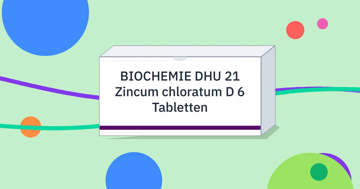 Symbolbild: Packung mit der Aufschrift BIOCHEMIE DHU 21 Zincum chloratum D 6 Tabletten (PZN 02581656) – Verfügbarkeit und Bezug in Apotheken in Frankfurt am Main