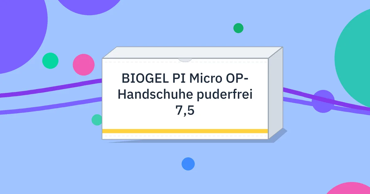 Symbolbild: Packung mit der Aufschrift BIOGEL PI Micro OP-Handschuhe puderfrei 7,5 (PZN 13864742) – Verfügbarkeit und Bezug in Apotheken in Frankfurt am Main