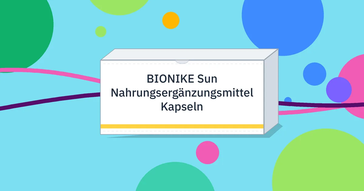 Symbolbild: Packung mit der Aufschrift BIONIKE Sun Nahrungsergänzungsmittel Kapseln (PZN 12649964) – Verfügbarkeit und Bezug in Apotheken in Frankfurt am Main