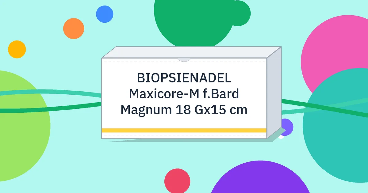 Symbolbild: Packung mit der Aufschrift BIOPSIENADEL Maxicore-M f.Bard Magnum 18 Gx15 cm (PZN 18811845) – Verfügbarkeit und Bezug in Apotheken in Frankfurt am Main