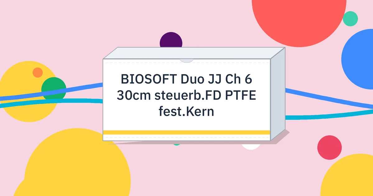 Symbolbild: Packung mit der Aufschrift BIOSOFT Duo JJ Ch 6 30cm steuerb.FD PTFE fest.Kern (PZN 17509682) – Verfügbarkeit und Bezug in Apotheken in Frankfurt am Main