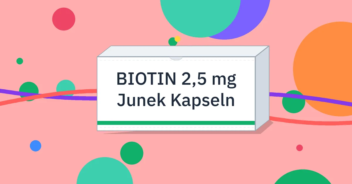 Symbolbild: Packung mit der Aufschrift BIOTIN 2,5 mg Junek Kapseln (PZN 10336126) – Verfügbarkeit und Bezug in Apotheken in Frankfurt am Main