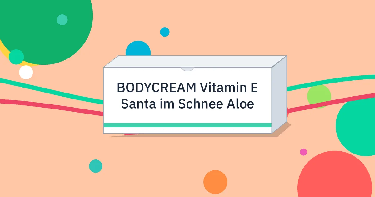 Symbolbild: Packung mit der Aufschrift BODYCREAM Vitamin E Santa im Schnee Aloe (PZN 03682365) – Verfügbarkeit und Bezug in Apotheken in Frankfurt am Main
