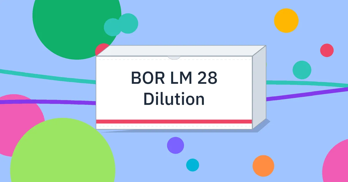 Symbolbild: Packung mit der Aufschrift BOR LM 28 Dilution (PZN 12795878) – Verfügbarkeit und Bezug in Apotheken in Frankfurt am Main