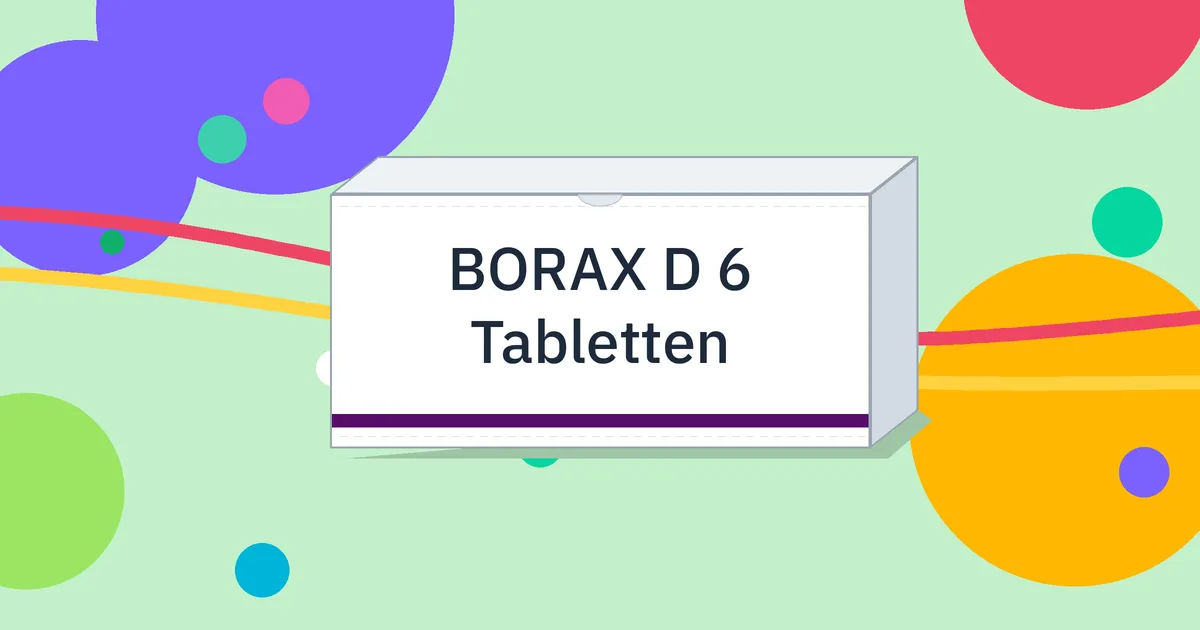 Symbolbild: Packung mit der Aufschrift BORAX D 6 Tabletten (PZN 02626703) – Verfügbarkeit und Bezug in Apotheken in Frankfurt am Main