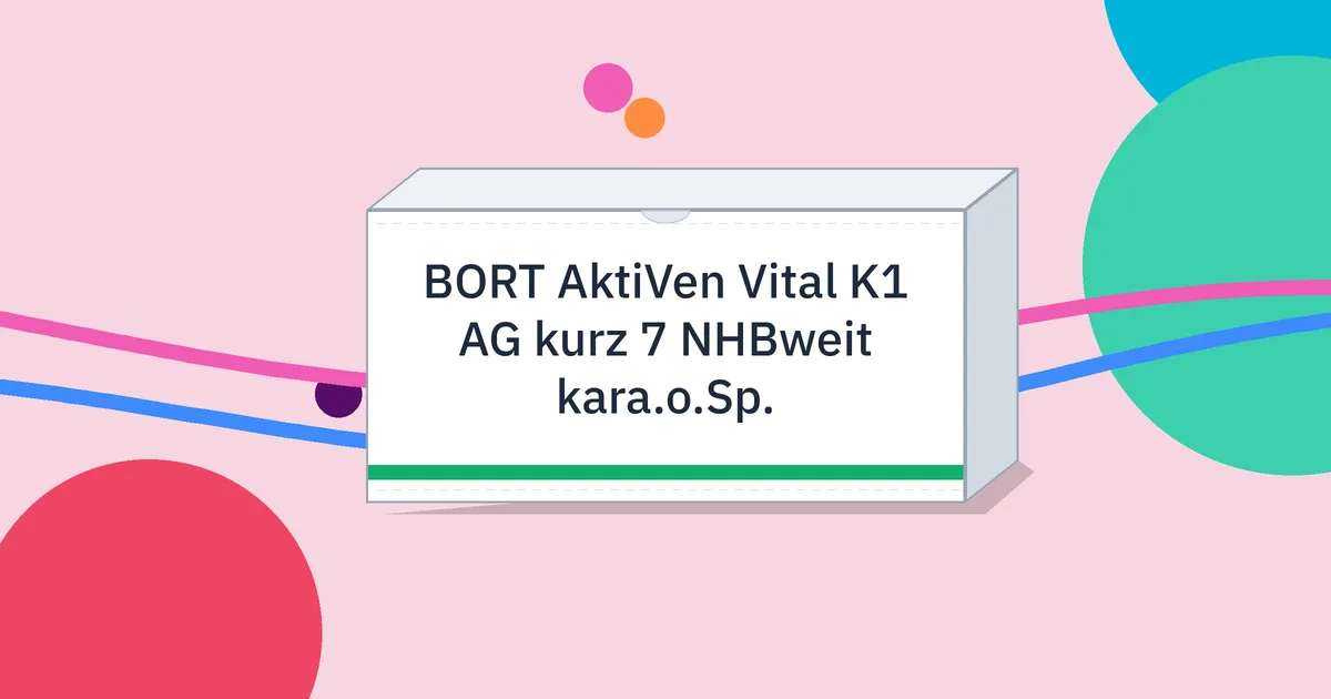 Symbolbild: Packung mit der Aufschrift BORT AktiVen Vital K1 AG kurz 7 NHBweit kara.o.Sp. (PZN 13735157) – Verfügbarkeit und Bezug in Apotheken in Frankfurt am Main