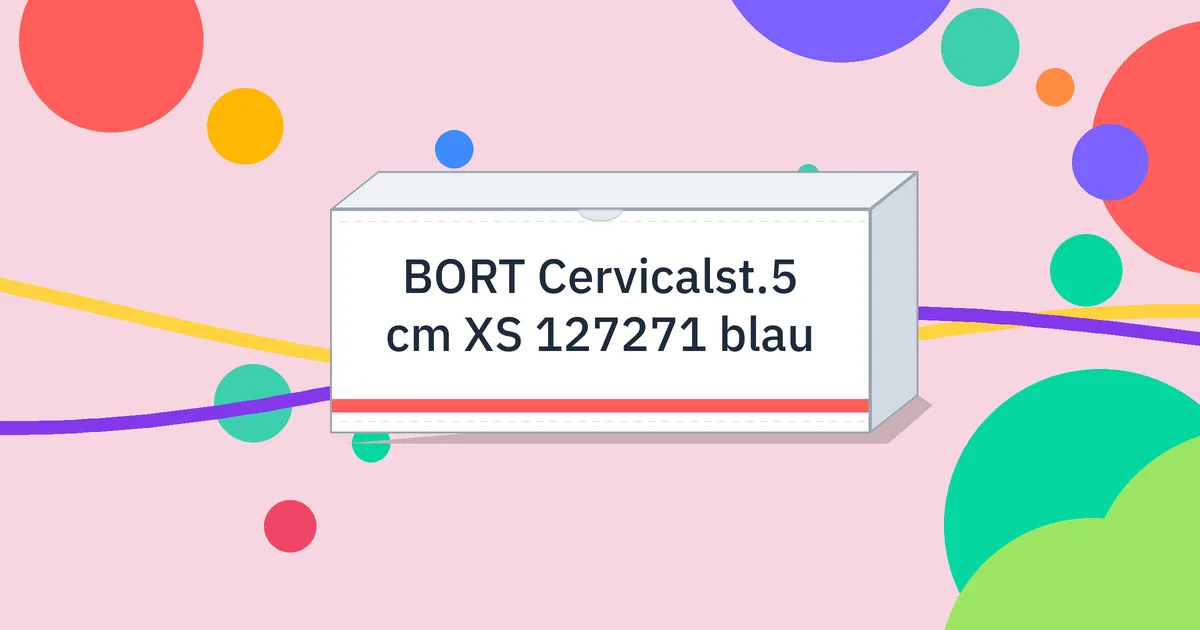 Symbolbild: Packung mit der Aufschrift BORT Cervicalst.5 cm XS 127271 blau (PZN 00527799) – Verfügbarkeit und Bezug in Apotheken in Frankfurt am Main