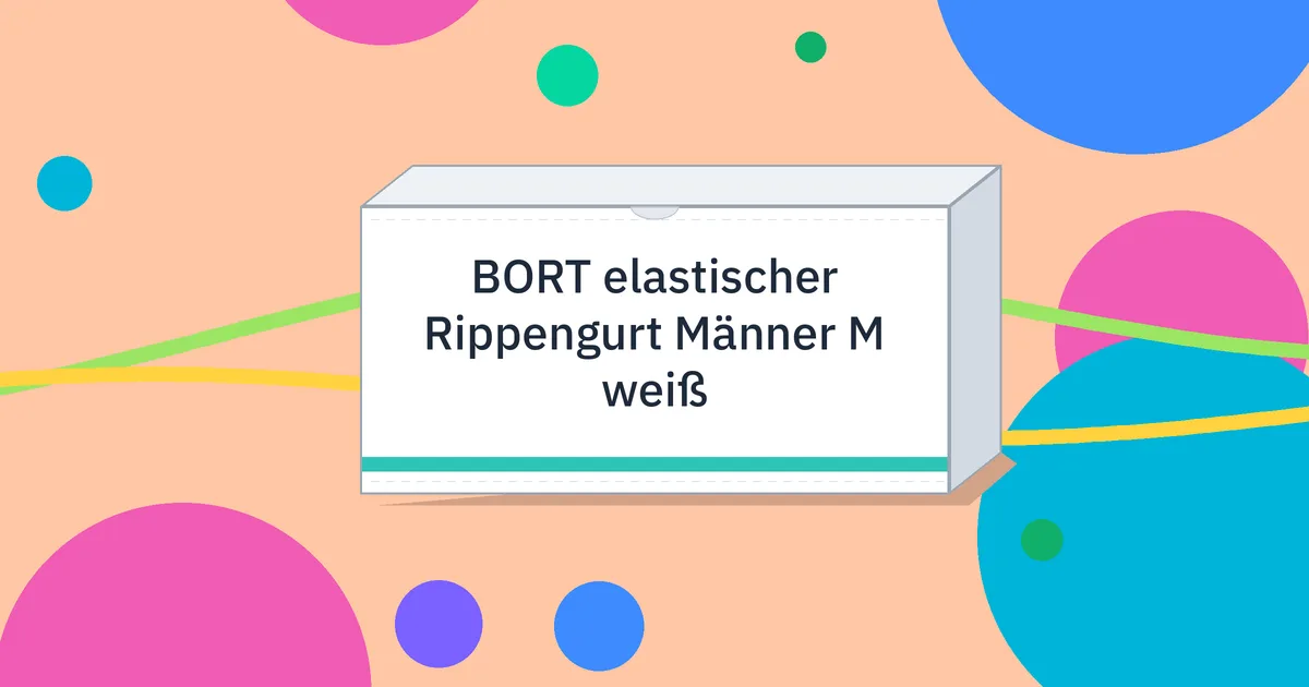 Symbolbild: Packung mit der Aufschrift BORT elastischer Rippengurt Männer M weiß (PZN 02740304) – Verfügbarkeit und Bezug in Apotheken in Frankfurt am Main