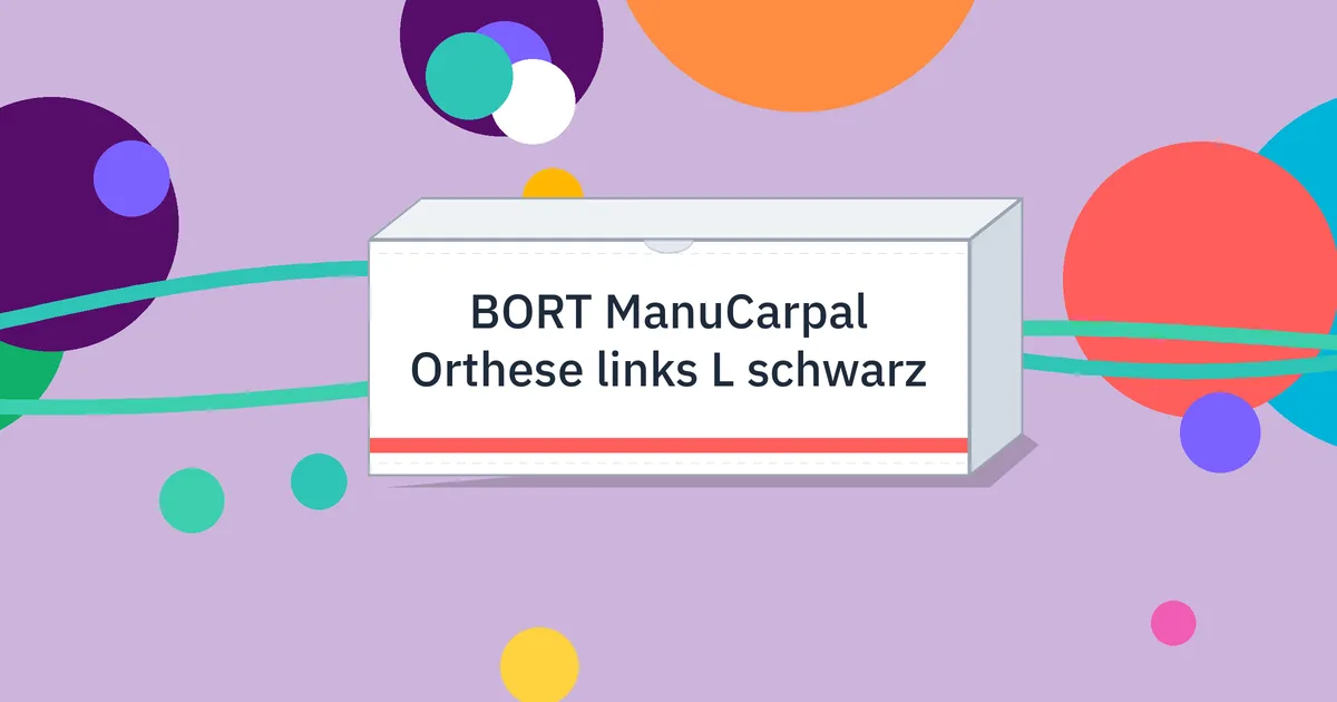 Symbolbild: Packung mit der Aufschrift BORT ManuCarpal Orthese links L schwarz (PZN 06156559) – Verfügbarkeit und Bezug in Apotheken in Frankfurt am Main