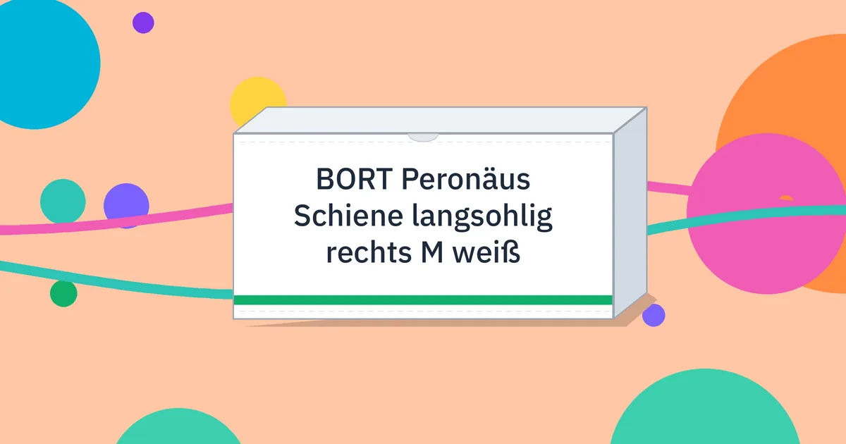 Symbolbild: Packung mit der Aufschrift BORT Peronäus Schiene langsohlig rechts M weiß (PZN 09443845) – Verfügbarkeit und Bezug in Apotheken in Frankfurt am Main