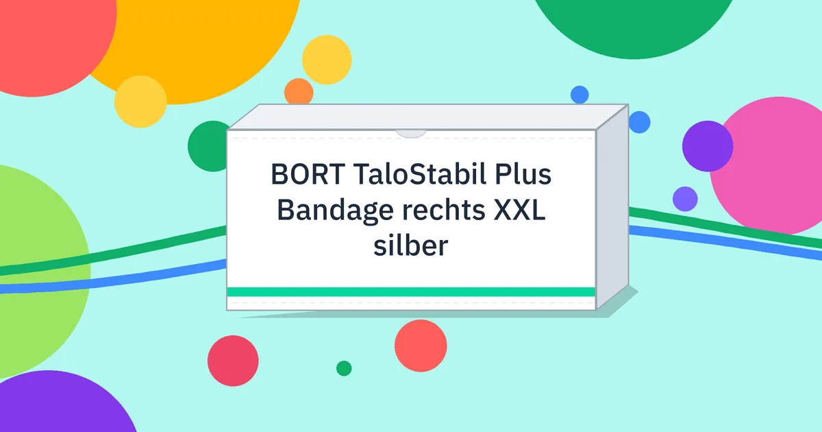 Symbolbild: Packung mit der Aufschrift BORT TaloStabil Plus Bandage rechts XXL silber (PZN 17842855) – Verfügbarkeit und Bezug in Apotheken in Frankfurt am Main