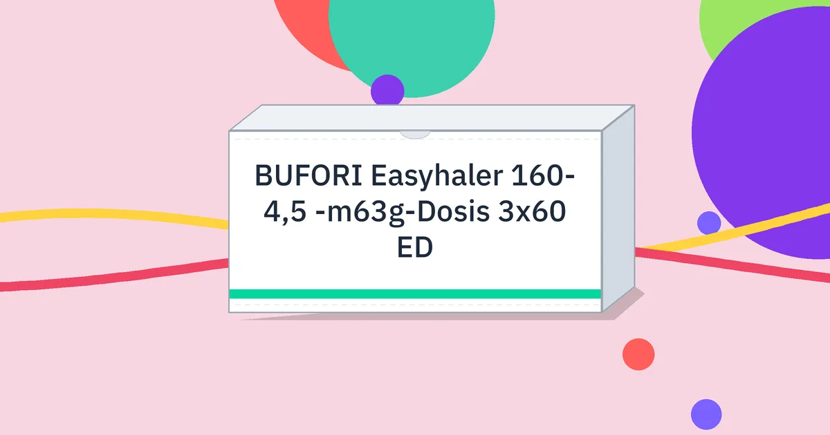 Symbolbild: Packung mit der Aufschrift BUFORI Easyhaler 160-4,5 -m63g-Dosis 3x60 ED (PZN 12484196) – Verfügbarkeit und Bezug in Apotheken in Frankfurt am Main