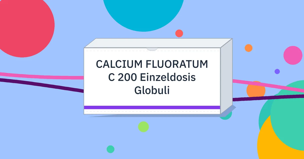 Symbolbild: Packung mit der Aufschrift CALCIUM FLUORATUM C 200 Einzeldosis Globuli (PZN 01929790) – Verfügbarkeit und Bezug in Apotheken in Frankfurt am Main