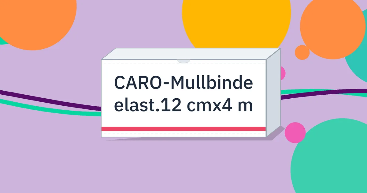 Symbolbild: Packung mit der Aufschrift CARO-Mullbinde elast.12 cmx4 m (PZN 11670258) – Verfügbarkeit und Bezug in Apotheken in Frankfurt am Main