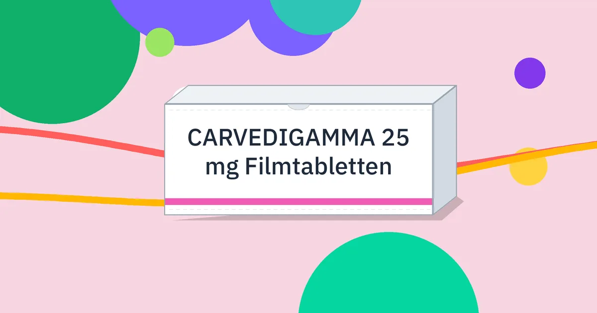 Symbolbild: Packung mit der Aufschrift CARVEDIGAMMA 25 mg Filmtabletten (PZN 02213131) – Verfügbarkeit und Bezug in Apotheken in Frankfurt am Main