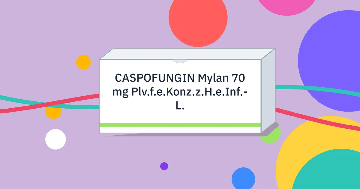 Symbolbild: Packung mit der Aufschrift CASPOFUNGIN Mylan 70 mg Plv.f.e.Konz.z.H.e.Inf.-L. (PZN 13244821) – Verfügbarkeit und Bezug in Apotheken in Frankfurt am Main
