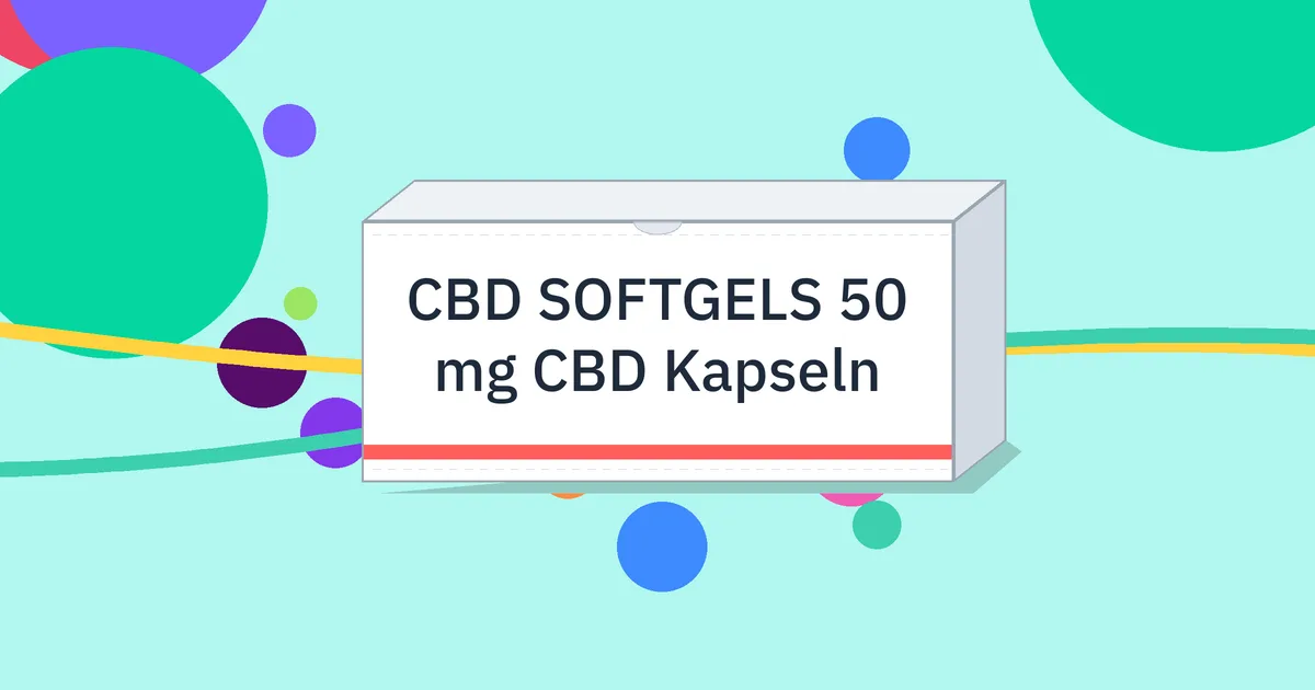 Symbolbild: Packung mit der Aufschrift CBD SOFTGELS 50 mg CBD Kapseln (PZN 19398896) – Verfügbarkeit und Bezug in Apotheken in Frankfurt am Main