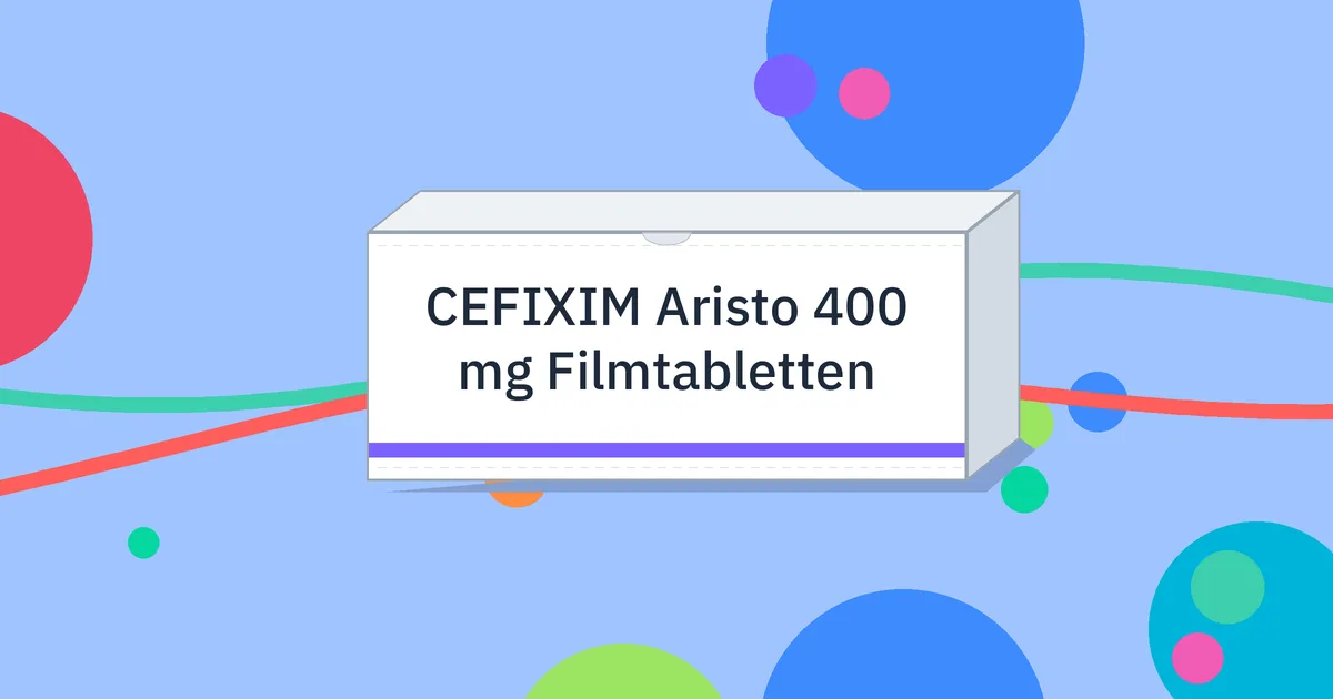 Symbolbild: Packung mit der Aufschrift CEFIXIM Aristo 400 mg Filmtabletten (PZN 19205897) – Verfügbarkeit und Bezug in Apotheken in Frankfurt am Main