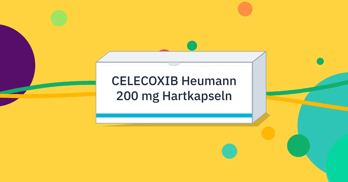 Symbolbild: Packung mit der Aufschrift CELECOXIB Heumann 200 mg Hartkapseln (PZN 10333978) – Verfügbarkeit und Bezug in Apotheken in Frankfurt am Main