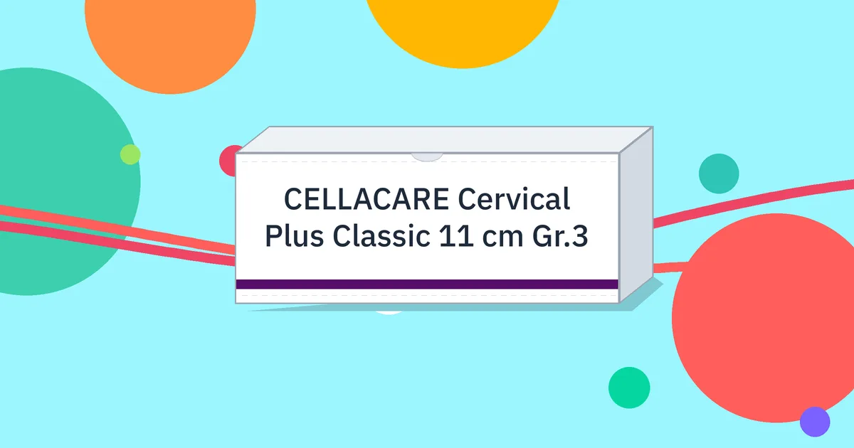 Symbolbild: Packung mit der Aufschrift CELLACARE Cervical Plus Classic 11 cm Gr.3 (PZN 11125153) – Verfügbarkeit und Bezug in Apotheken in Frankfurt am Main