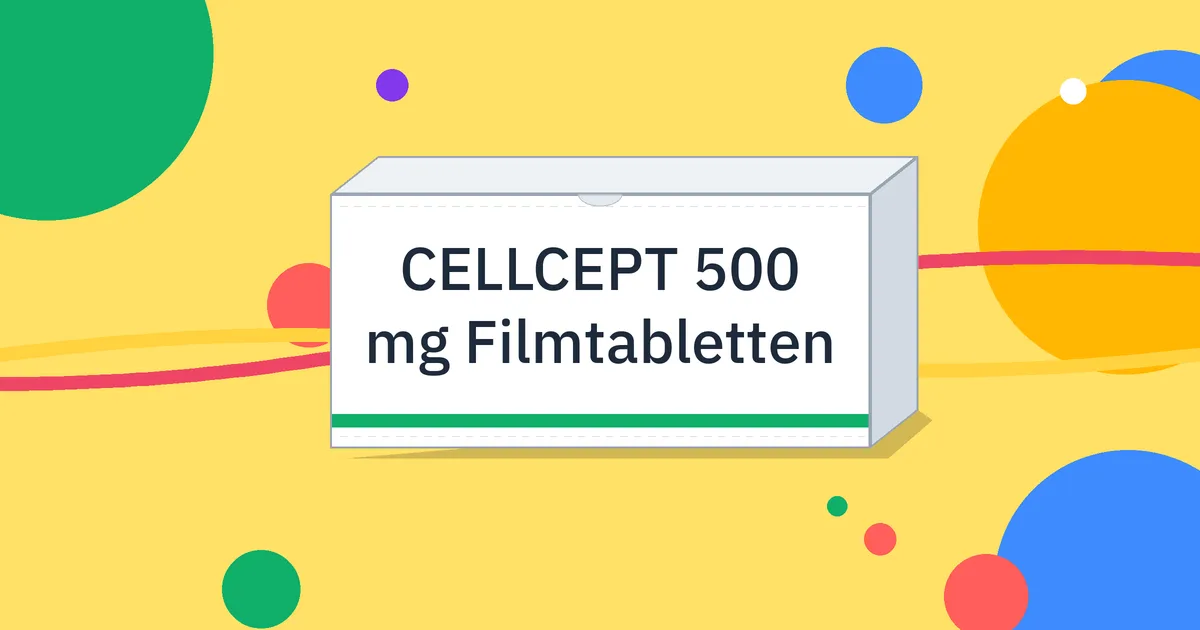 Symbolbild: Packung mit der Aufschrift CELLCEPT 500 mg Filmtabletten (PZN 02497714) – Verfügbarkeit und Bezug in Apotheken in Frankfurt am Main
