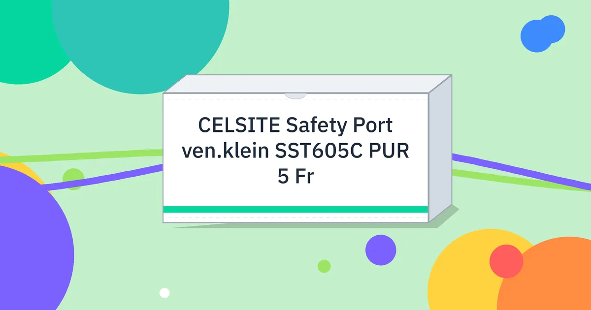 Symbolbild: Packung mit der Aufschrift CELSITE Safety Port ven.klein SST605C PUR 5 Fr (PZN 11322882) – Verfügbarkeit und Bezug in Apotheken in Frankfurt am Main