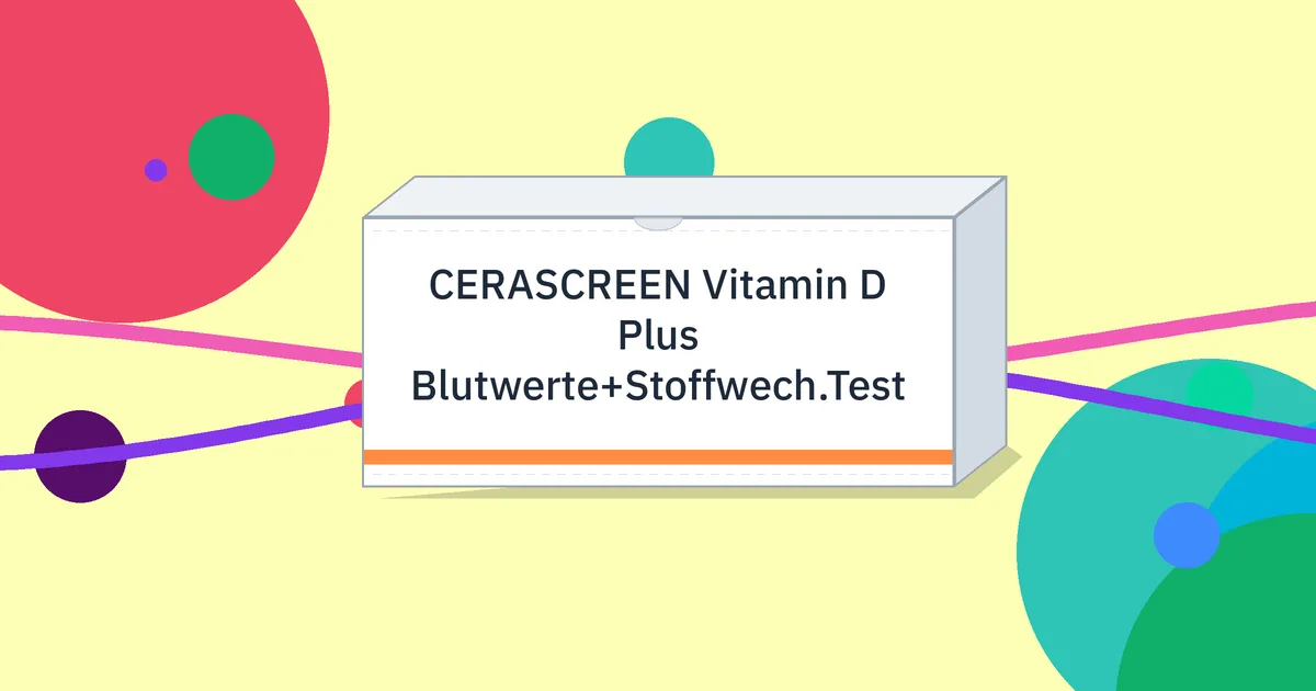 Symbolbild: Packung mit der Aufschrift CERASCREEN Vitamin D Plus Blutwerte+Stoffwech.Test (PZN 19060677) – Verfügbarkeit und Bezug in Apotheken in Frankfurt am Main