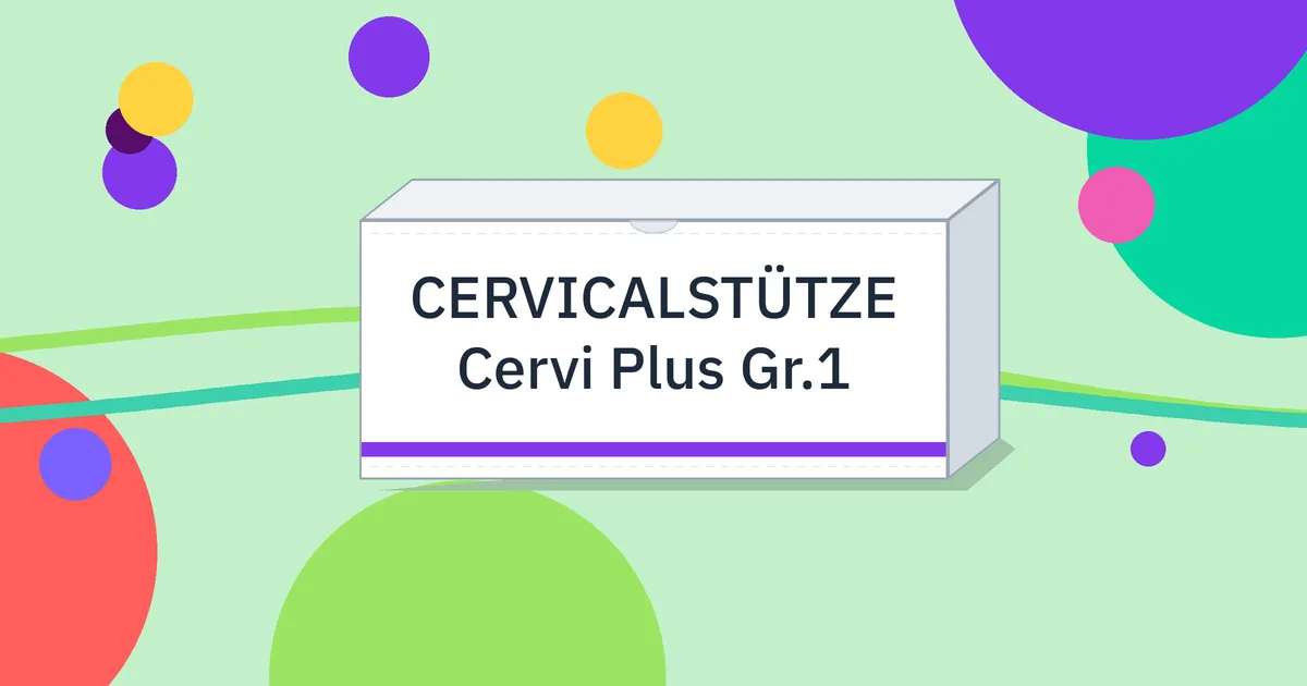Symbolbild: Packung mit der Aufschrift CERVICALSTÜTZE Cervi Plus Gr.1 (PZN 01355076) – Verfügbarkeit und Bezug in Apotheken in Frankfurt am Main