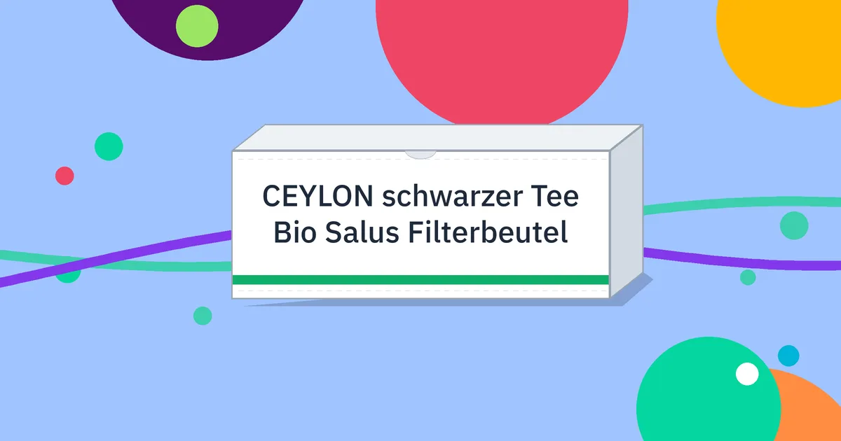 Symbolbild: Packung mit der Aufschrift CEYLON schwarzer Tee Bio Salus Filterbeutel (PZN 06132197) – Verfügbarkeit und Bezug in Apotheken in Frankfurt am Main