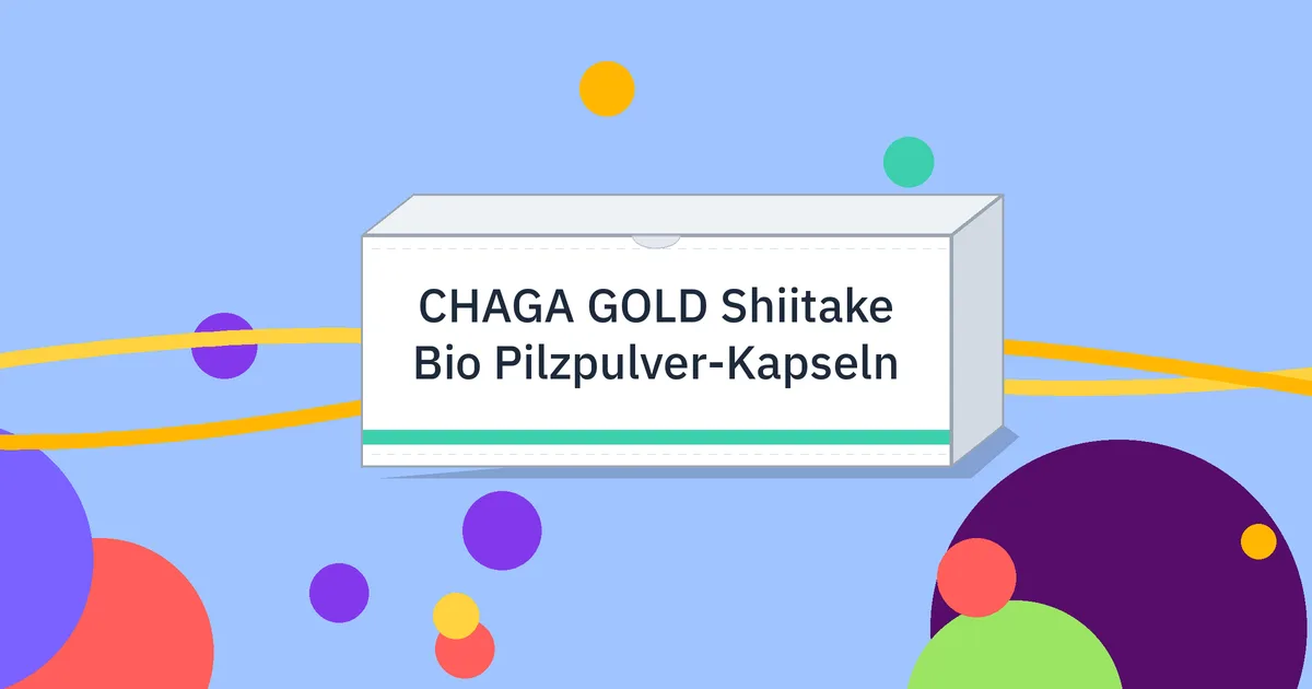 Symbolbild: Packung mit der Aufschrift CHAGA GOLD Shiitake Bio Pilzpulver-Kapseln (PZN 19710448) – Verfügbarkeit und Bezug in Apotheken in Frankfurt am Main